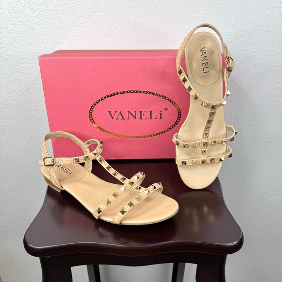 Vaneli | Shoes | Vaneli Womens Brunel Strappy Studded Sandal Cork Beige ...